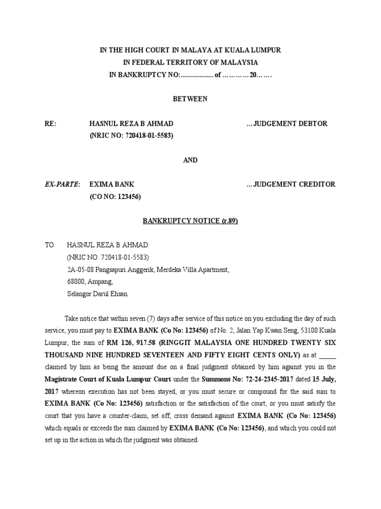 Form 34 - Bankruptcy Notice | PDF | Bankruptcy | Interest
