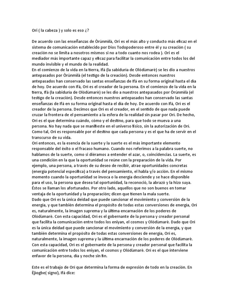 Que Es ORI | PDF | Suerte | Dios