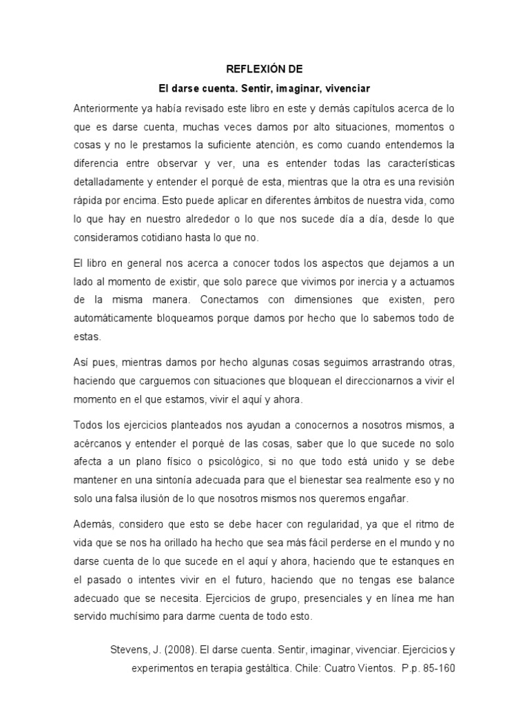 Reflexiones sobre "El Darse Cuenta" | PDF | Relaciones personales ...