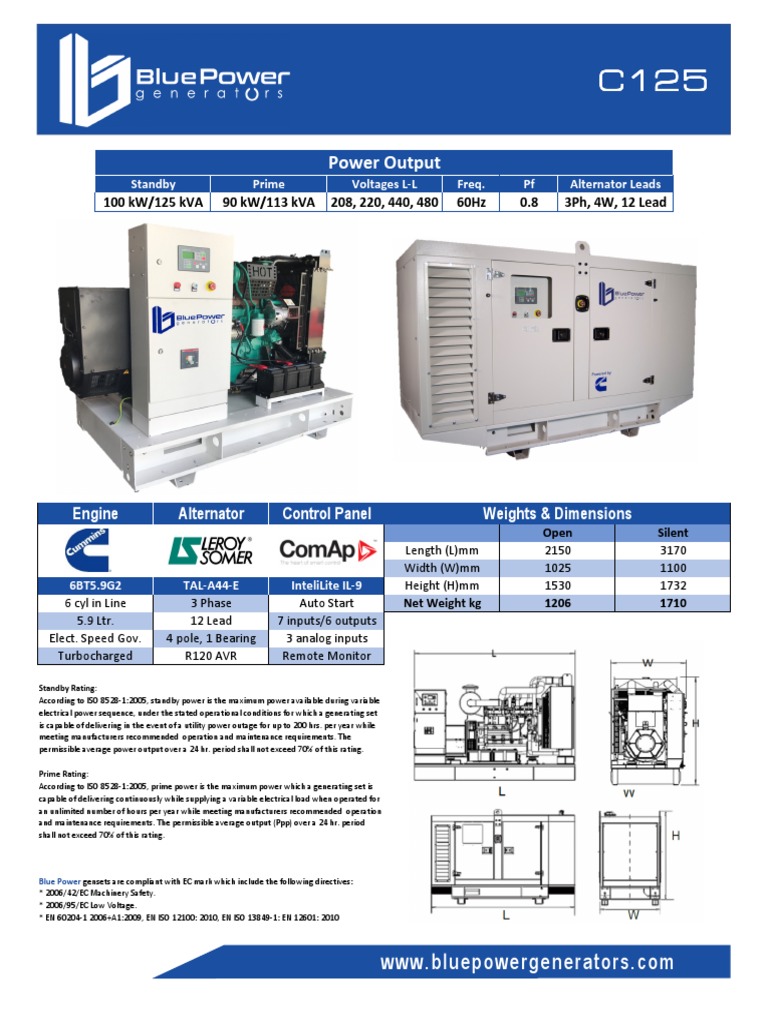 C125 Spec Sheet LS | PDF | Engines | Machines