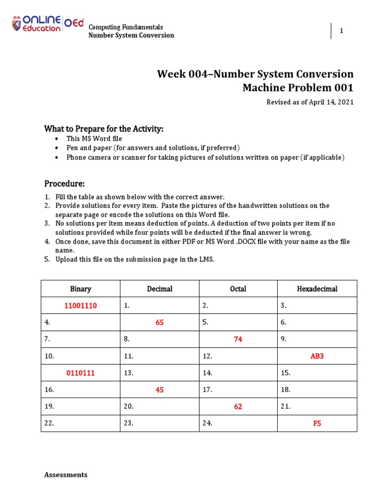 Converting Between Number Systems: A Practice Activity on Translating ...