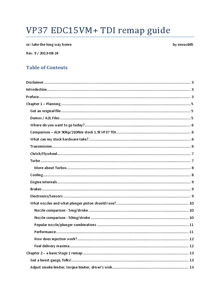 Vp37 Edc15vm Tdi Remap Guide | PDF | Turbocharger | Fuel Injection