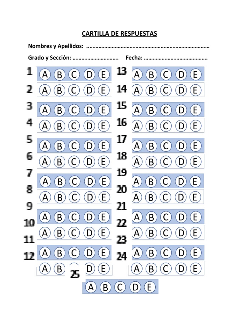 Cartilla de Respuestas | PDF