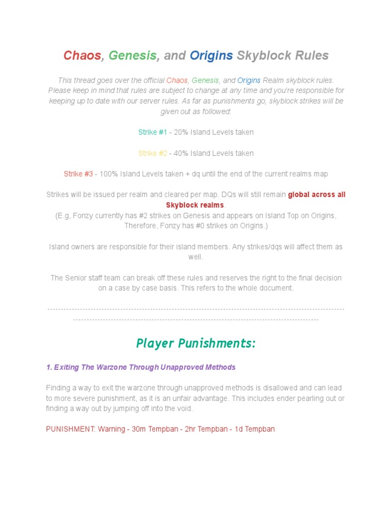 Archon Skyblock Rules | PDF | Computing And Information Technology ...