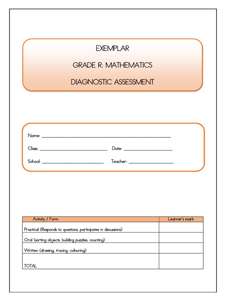 Exemplar GR R Maths Diagnostic Assessment - Term 2 2021 | PDF ...