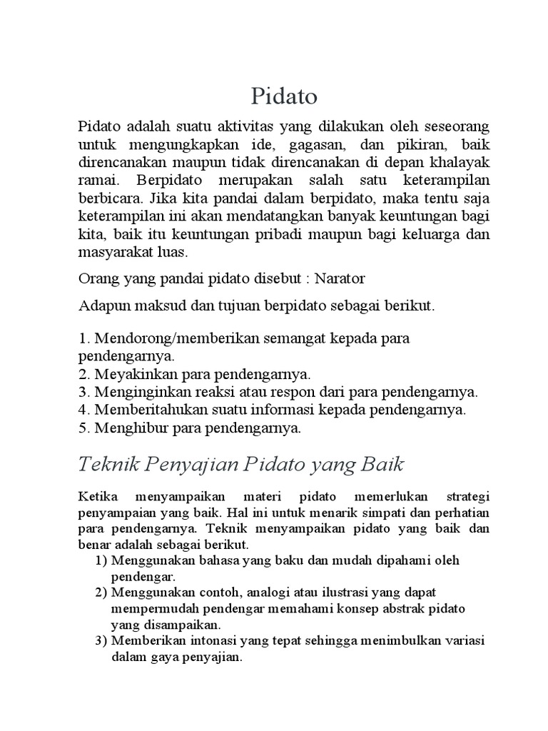 Pidato Dan Jenisnya | PDF