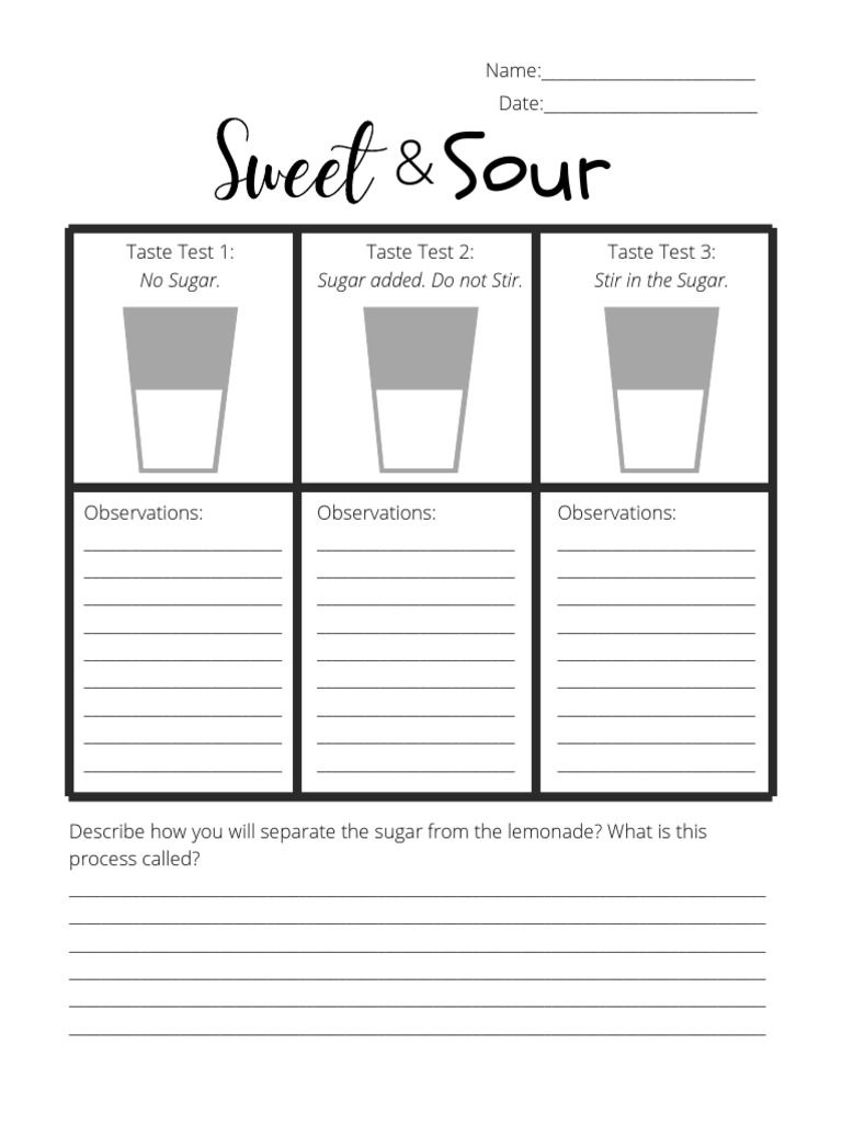 Sweet and Sour Worksheet | PDF