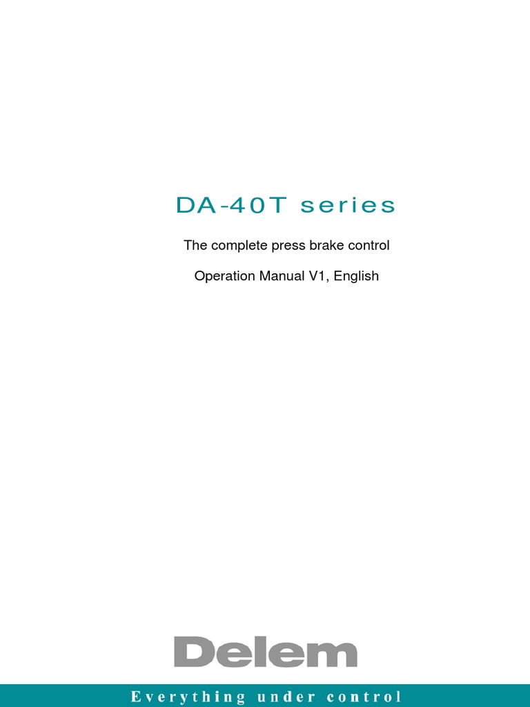 DA-40T Series: The Complete Press Brake Control Operation Manual V1, English | PDF | Menu ...
