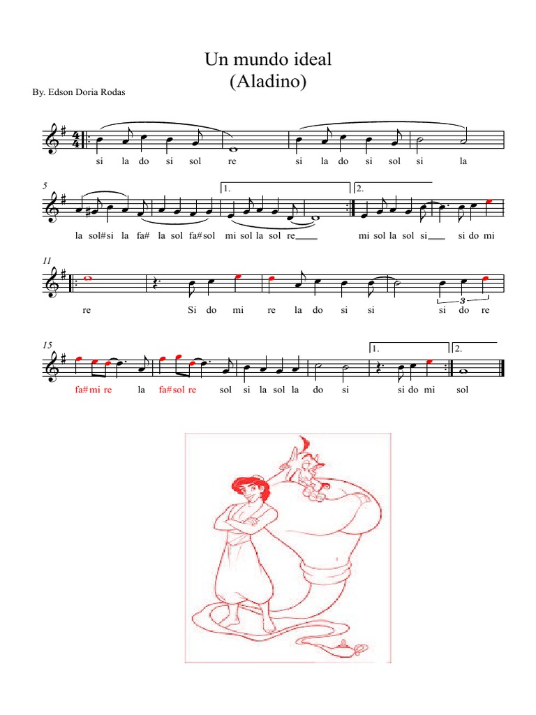 2un Mundo Ideal (Aladino) - Partitura Completa | PDF