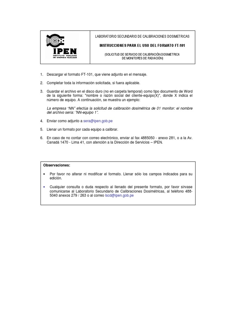 Formato FT-101 | PDF