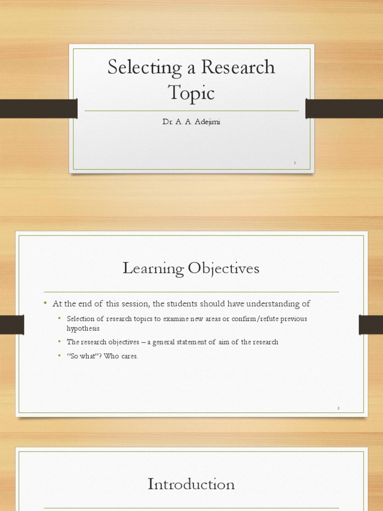 How to Select a Research Topic | PDF | Hypothesis | Decision Making