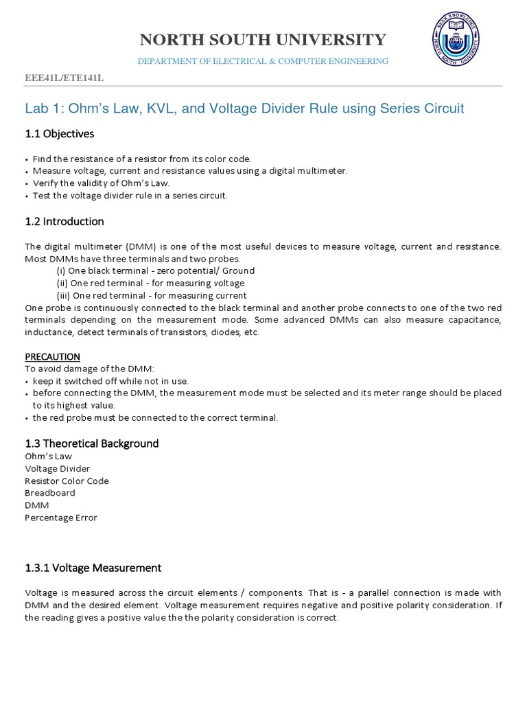 EEE 141 Lab Manuals | PDF | Electrical Network | Capacitor