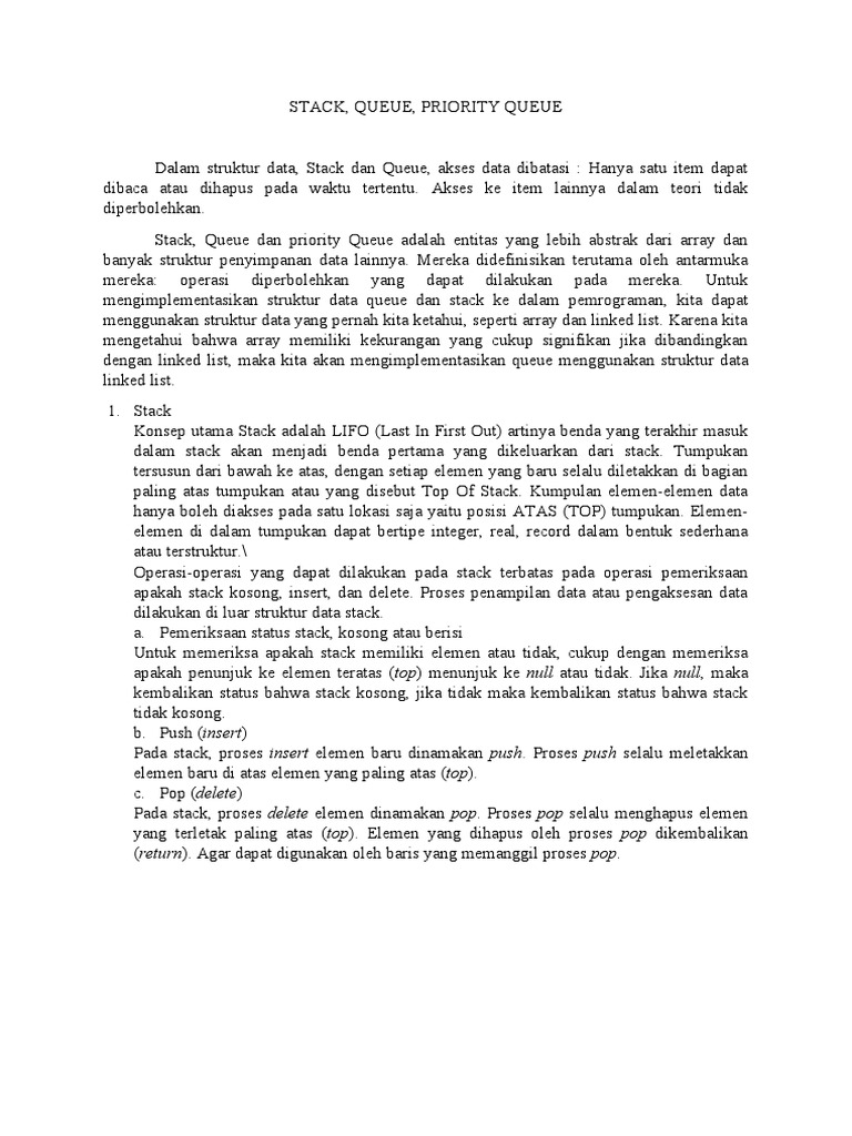 Stack, Queue, Priority Queue | PDF