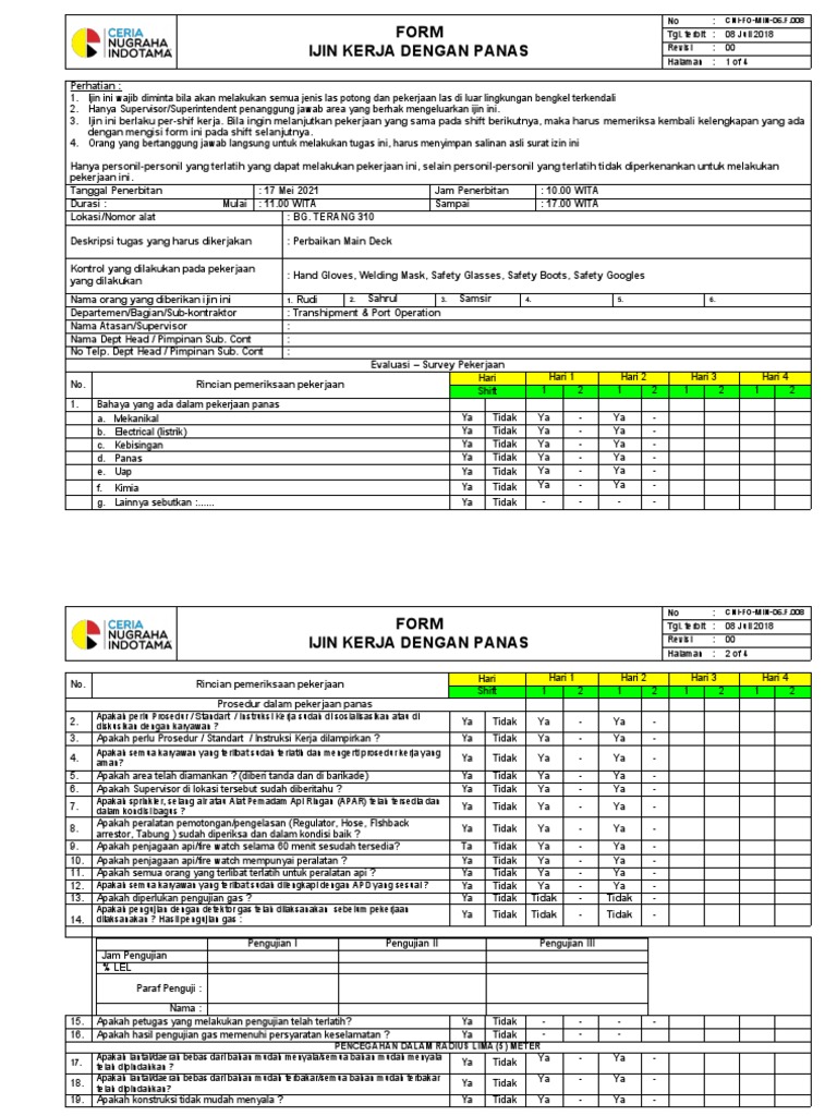 FM - Surat Ijin Kerja Dengan Panas | PDF