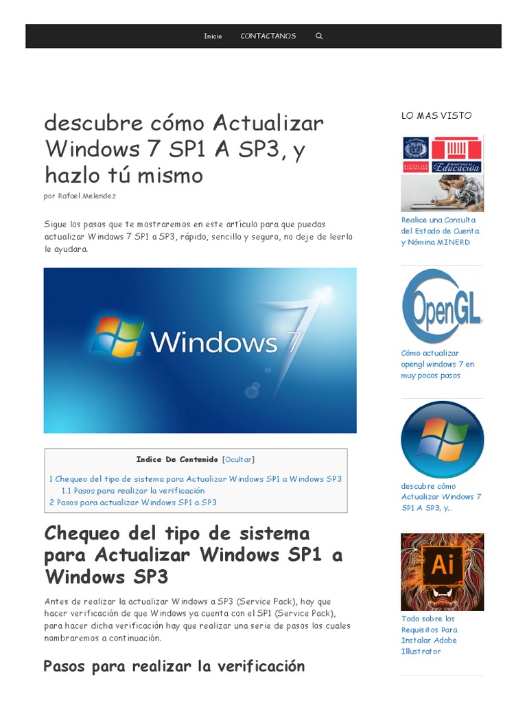 Descubre Cómo ACTUALIZAR WINDOWS 7 SP1 A SP3, y Hazlo Tú Mismo | PDF ...
