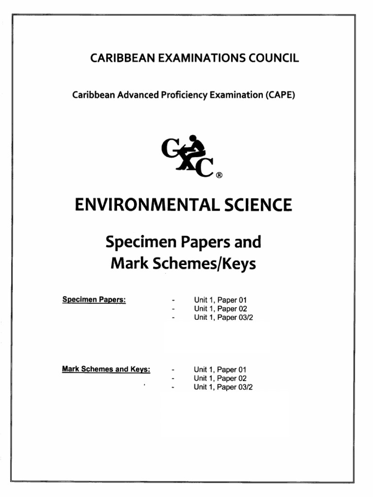 CAPE Env. Science Specimen 2010 U1 - Mark Scheme | PDF | Human ...