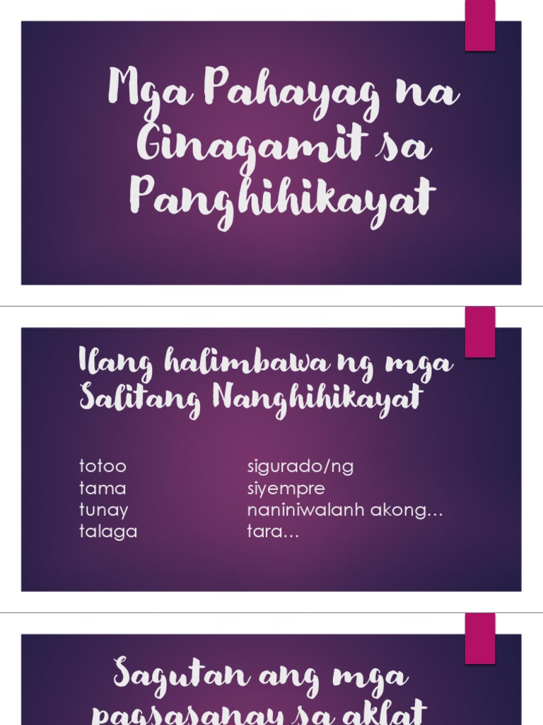 Mga Pahayag Na Ginagamit Sa Panghihikayat | PDF