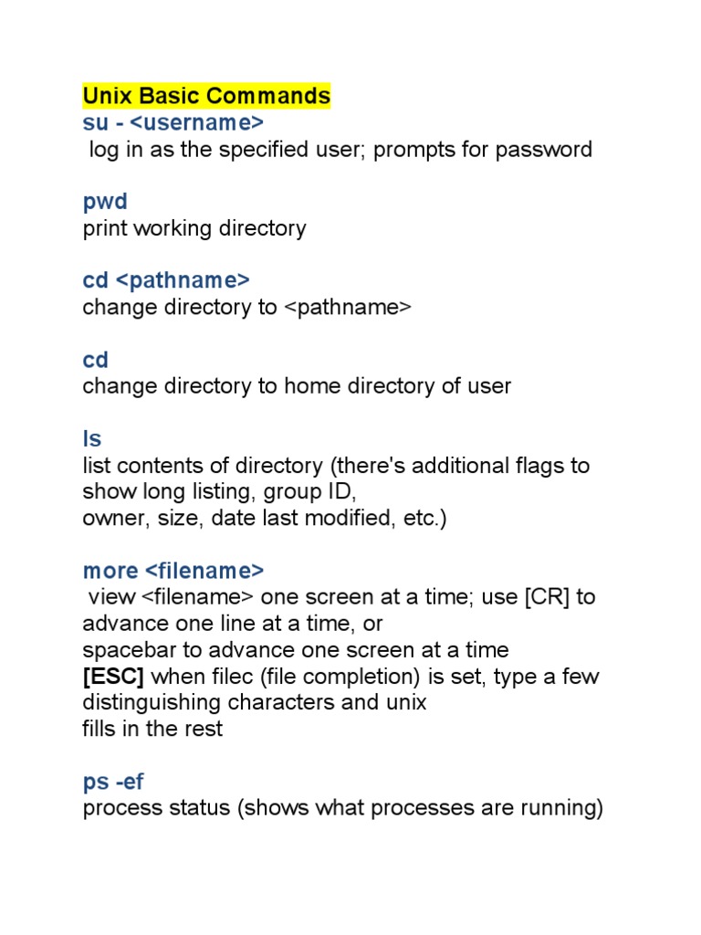 Su - : Unix Basic Commands Log in As The Specified User Prompts For Password | Download Free PDF ...