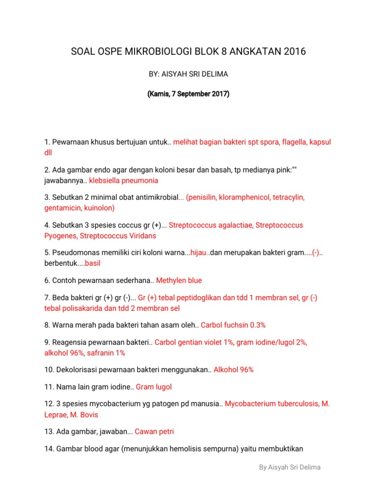 Soal OSPE Mikrobiologi 2016 | PDF