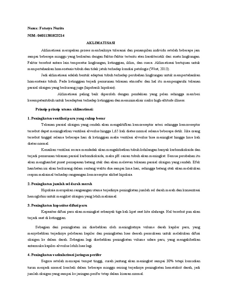 LI Aklimatisasi Fatasya | PDF | Kesehatan Holistik