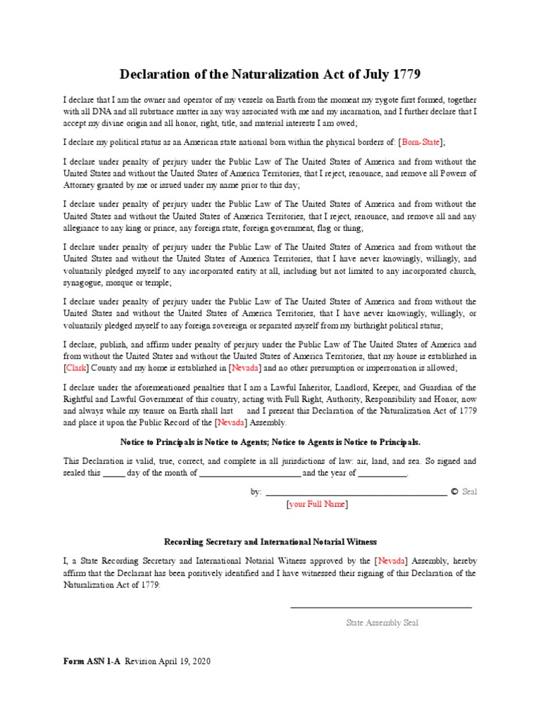 Declaration of Naturalization 1779 | PDF | Ethical Principles | Justice