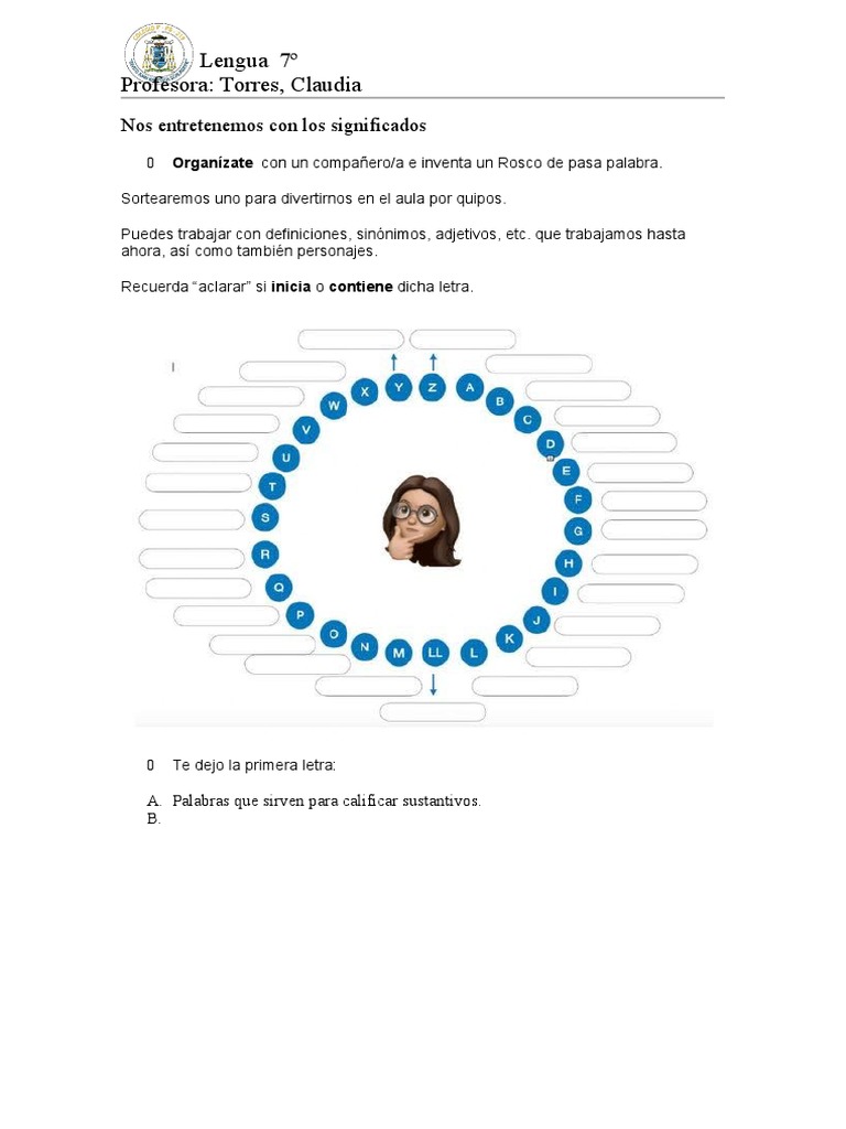 Juego Escolar Rosco Pasapalabra | PDF