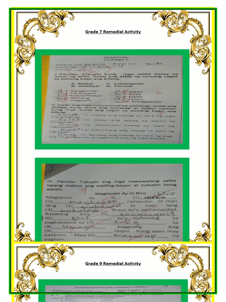 Grade 7 Remedial Activity | PDF
