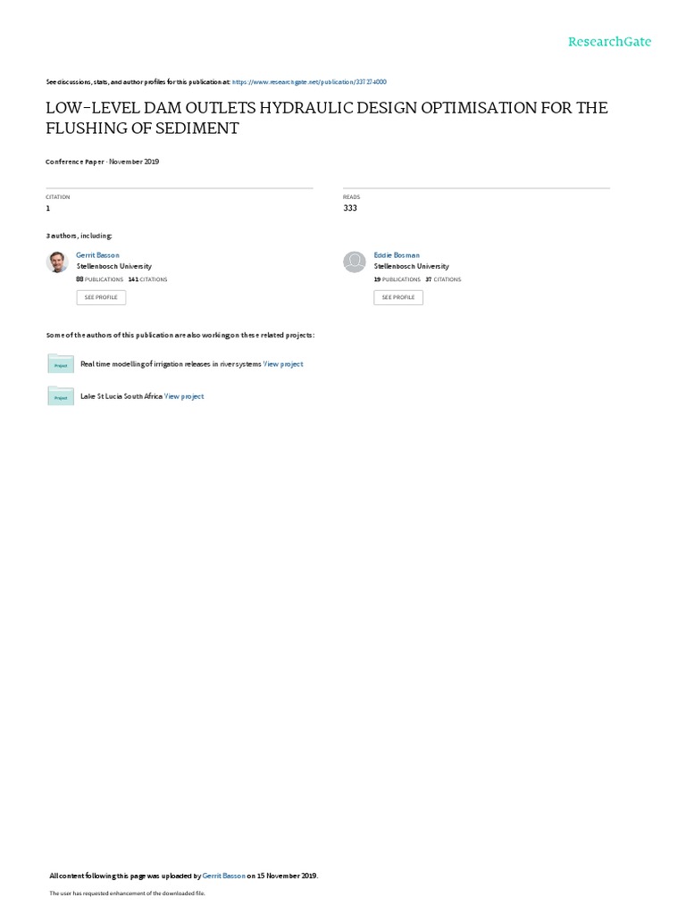 Low-Level Dam Outlets Hydraulic Design Optimisation For The Flushing of ...