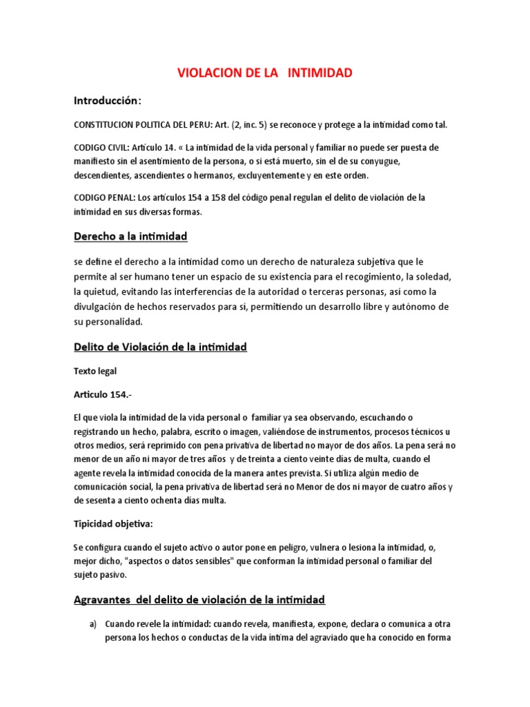Violacion de La Intimidad | Descargar gratis PDF | Derecho penal | Violación