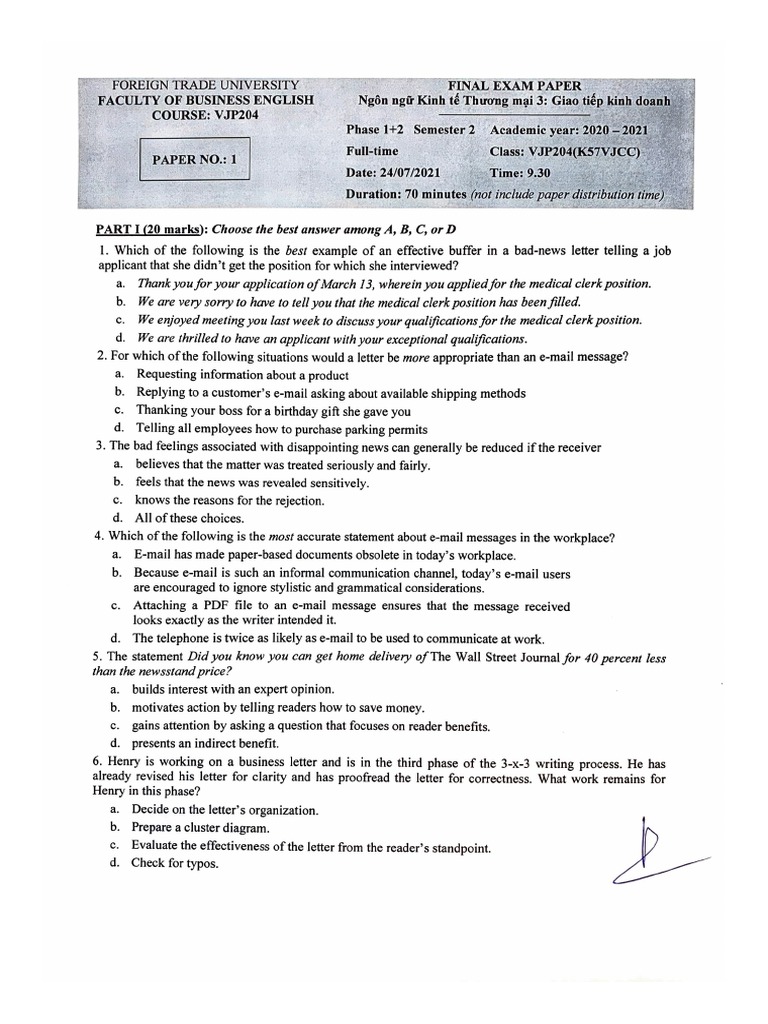 Đề thi GTKD VJCC | PDF