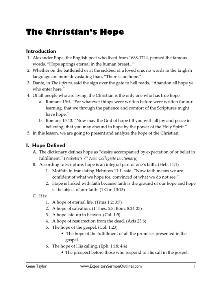 The Christian's Hope | PDF | Hope | Faith