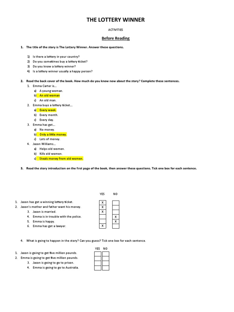 The Lottery Winner | PDF