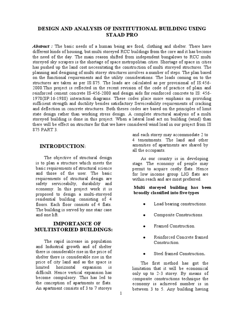 Multi-Storeyed Building Design Analysis | PDF | Framing (Construction ...