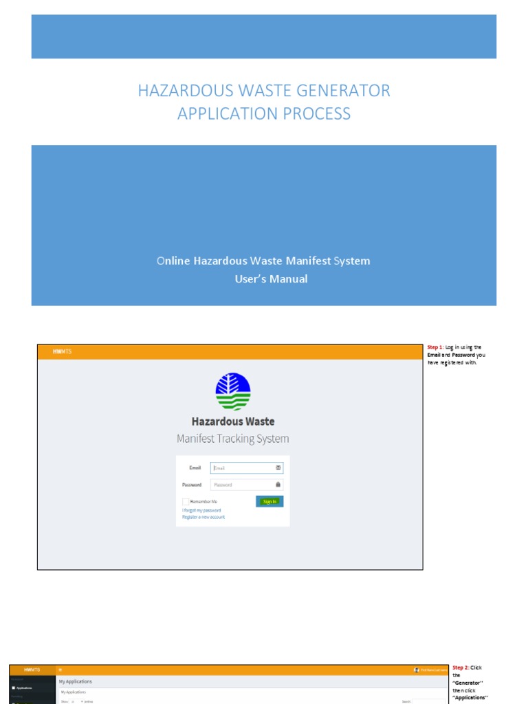 Hazardous Waste Generator Application Process: Online Hazardous Waste ...