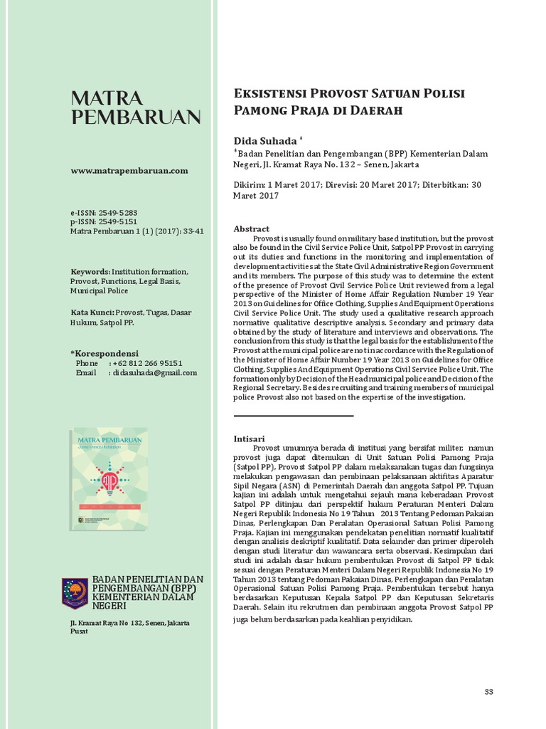 Eksistensi Provost Satuan Polisi Pamong | PDF | Military | Indonesia