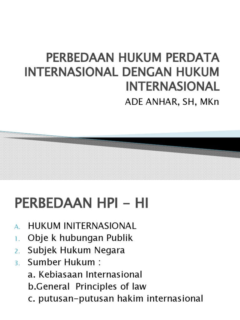 Perbedaan Hukum Perdata Internasional Dengan Hukum Internasional | PDF