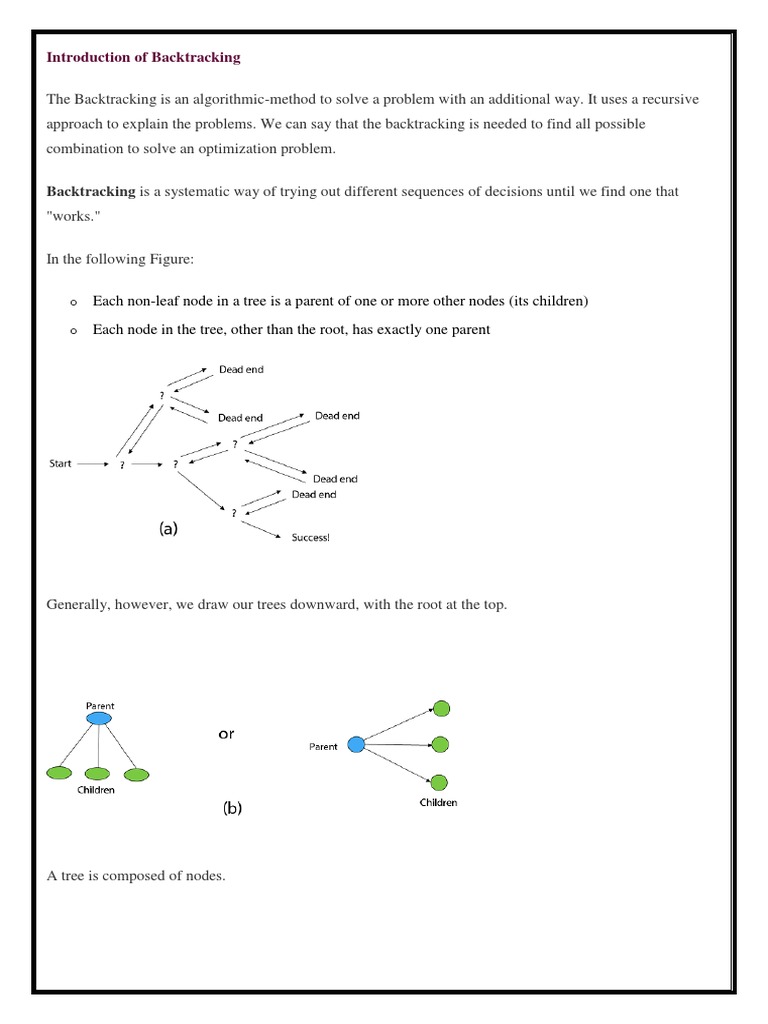 Backtracking Is A Systematic Way of Trying Out Different Sequences of Decisions Until We Find ...