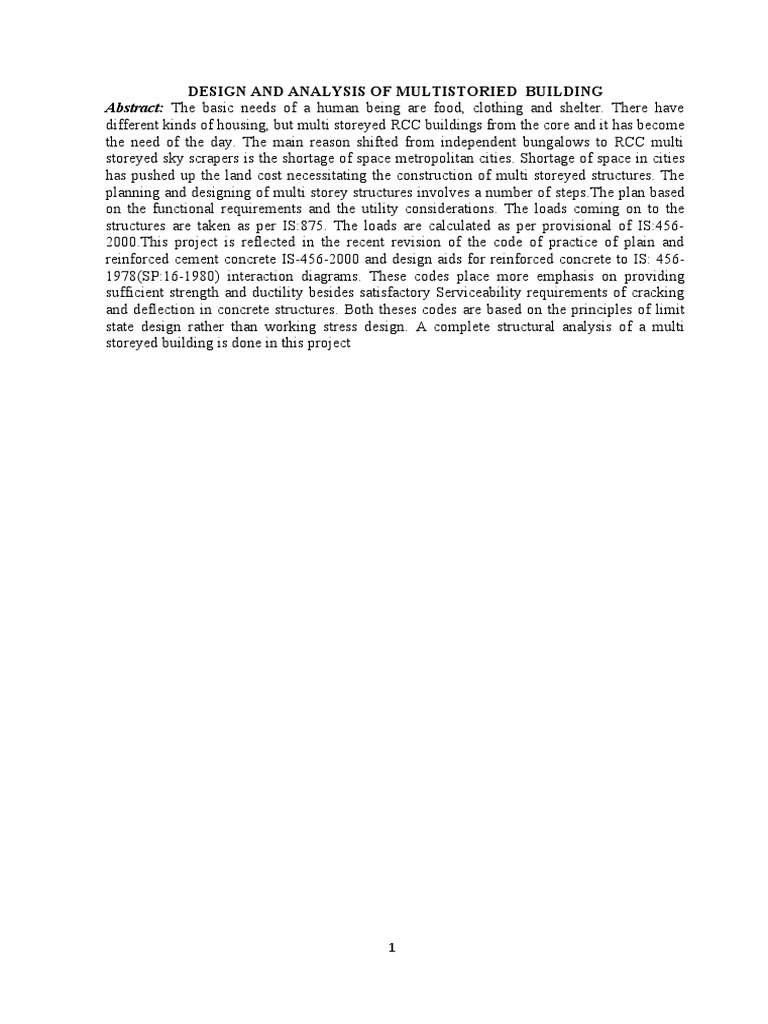 Design and Analysis of Multistoried Building | PDF