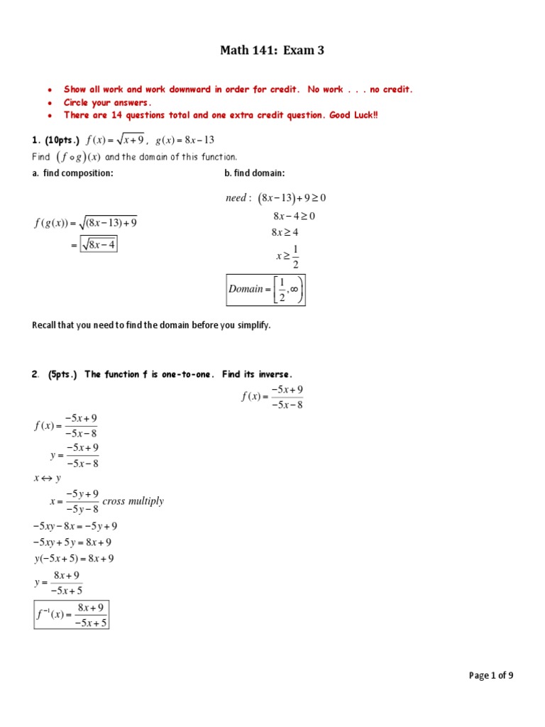 College Algebra Exam 3 Answers | PDF | Logarithm | Analytic Geometry