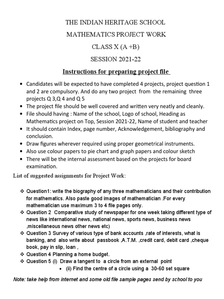 Maths Project Class 10 | PDF