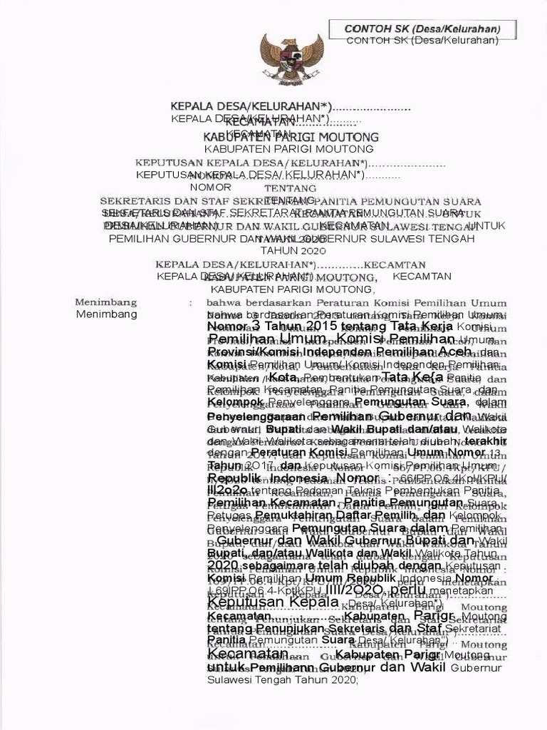 Contoh SK. Sekretariat PPS | PDF