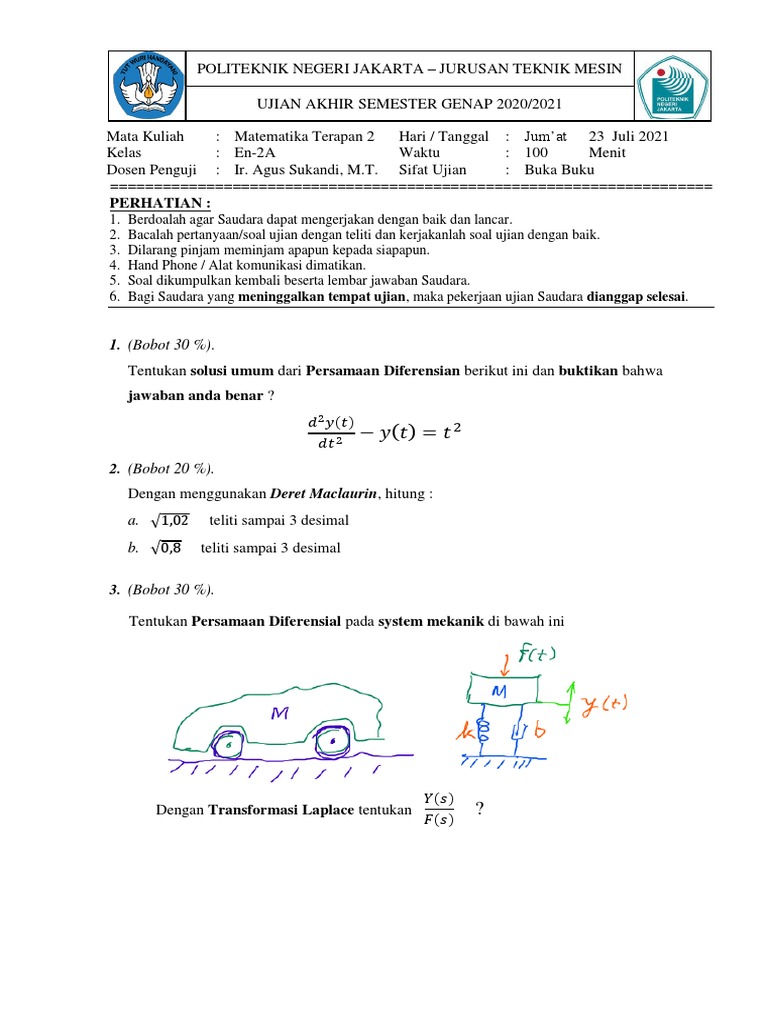 UAS Matematika Terapan 2 En-2a | PDF