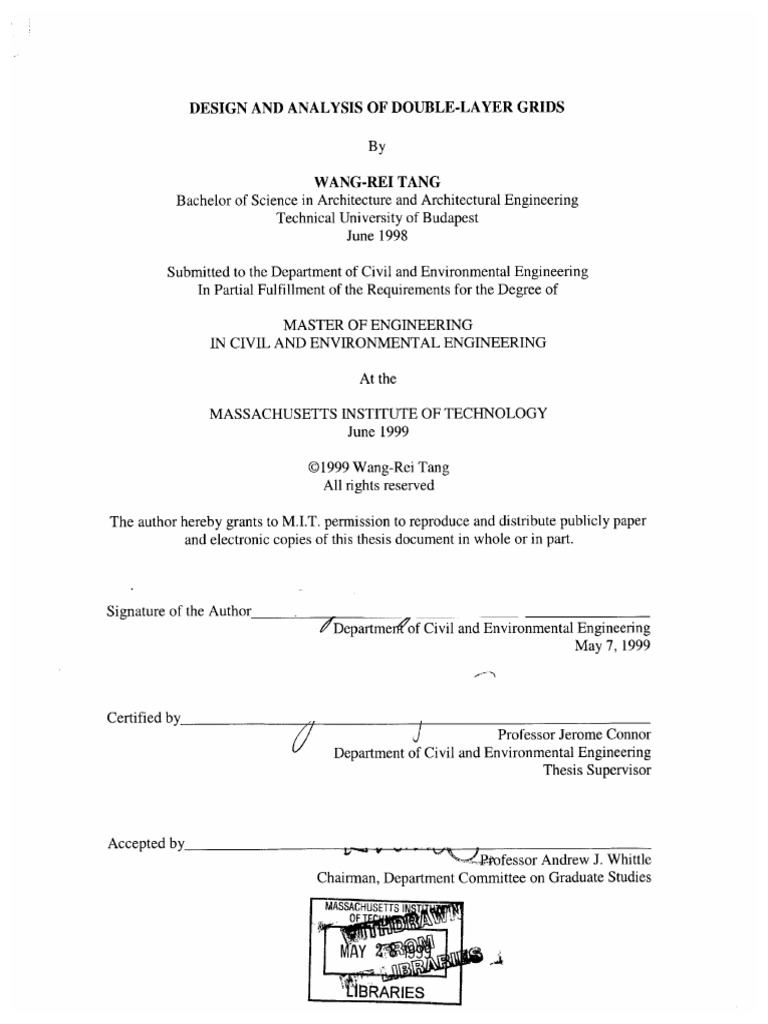 Design and Analysis of Double-Layer Grids by Wang-Rei Tang | PDF | Function (Mathematics) | Truss