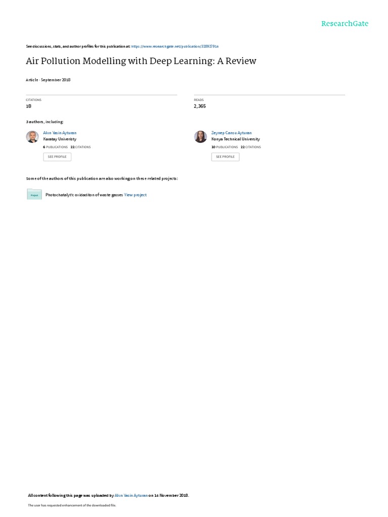 Air Pollution Modelling With Deep Learning A Review | PDF | Machine ...