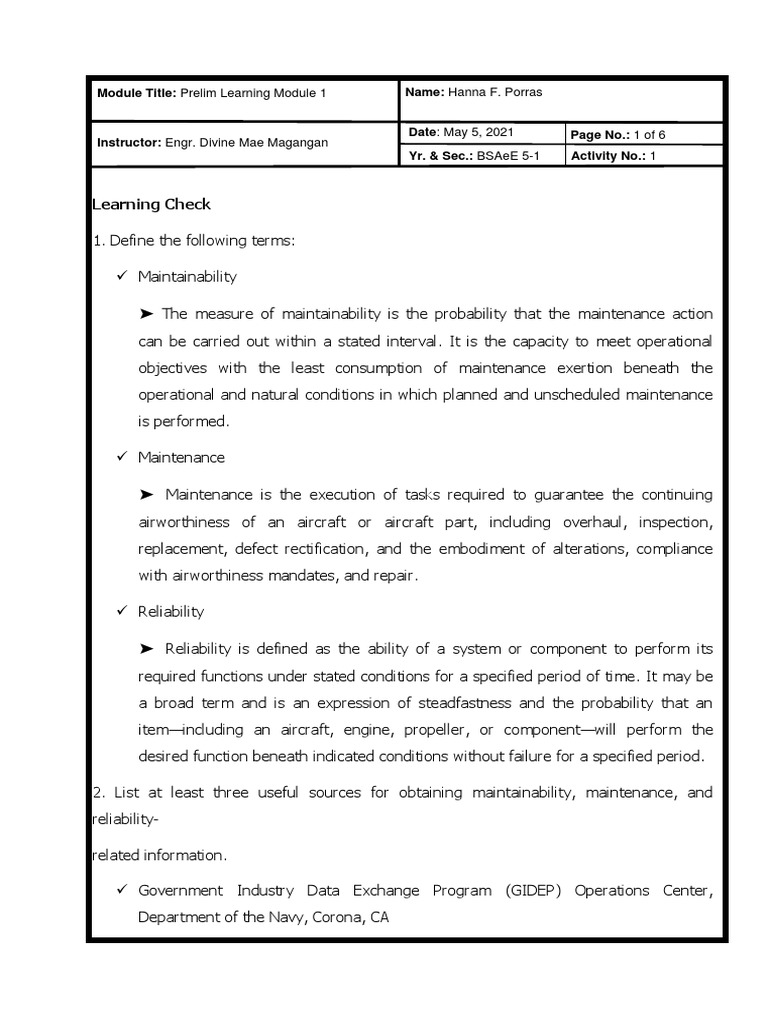 Porras - Module No. 1 | PDF | Reliability Engineering | Systems Science