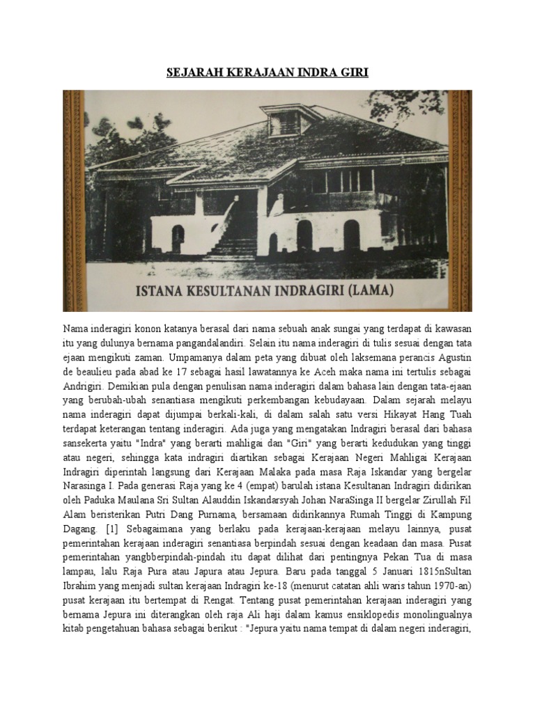 Sejarah Kerajaan Indra Giri Fix | PDF | Perjalanan | Agama & Spiritualitas