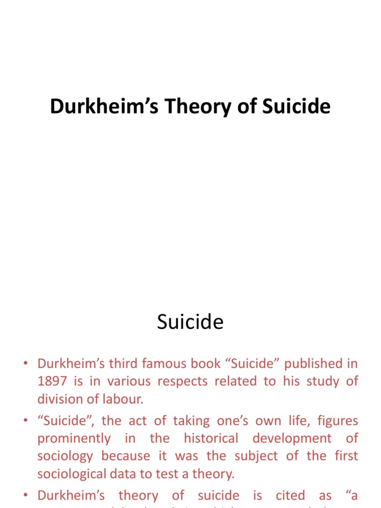 Durkheim's Theory of Suicide | PDF | Émile Durkheim | Suicide