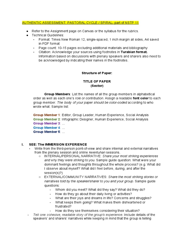Pastoral Cycle Assessment Guidelines | PDF | Social Theory | Theology
