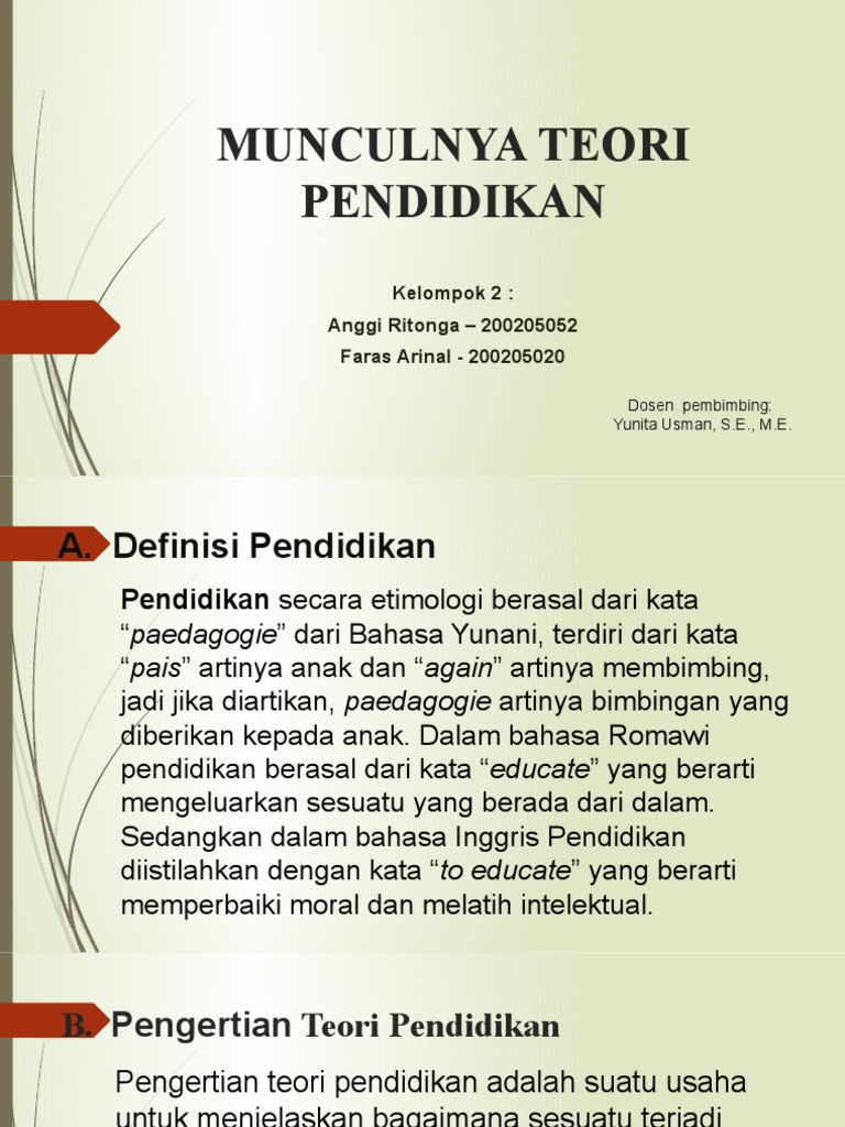 Munculnya Teori Pendidikan | PDF