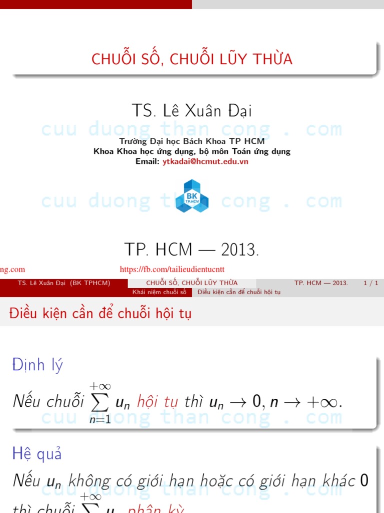 Giai Tich 2 Le Xuan Dai Chuoi So Chuoi Luy Thua (Cuuduongthancong - Com) | PDF